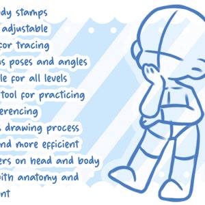 Anime Style Chibi Base Stamps Procreate Brush Set - Body Guide Stamp ...