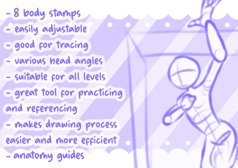 Anime Style Perspective Pose Stamps Procreate Brush Set - Body Guide ...