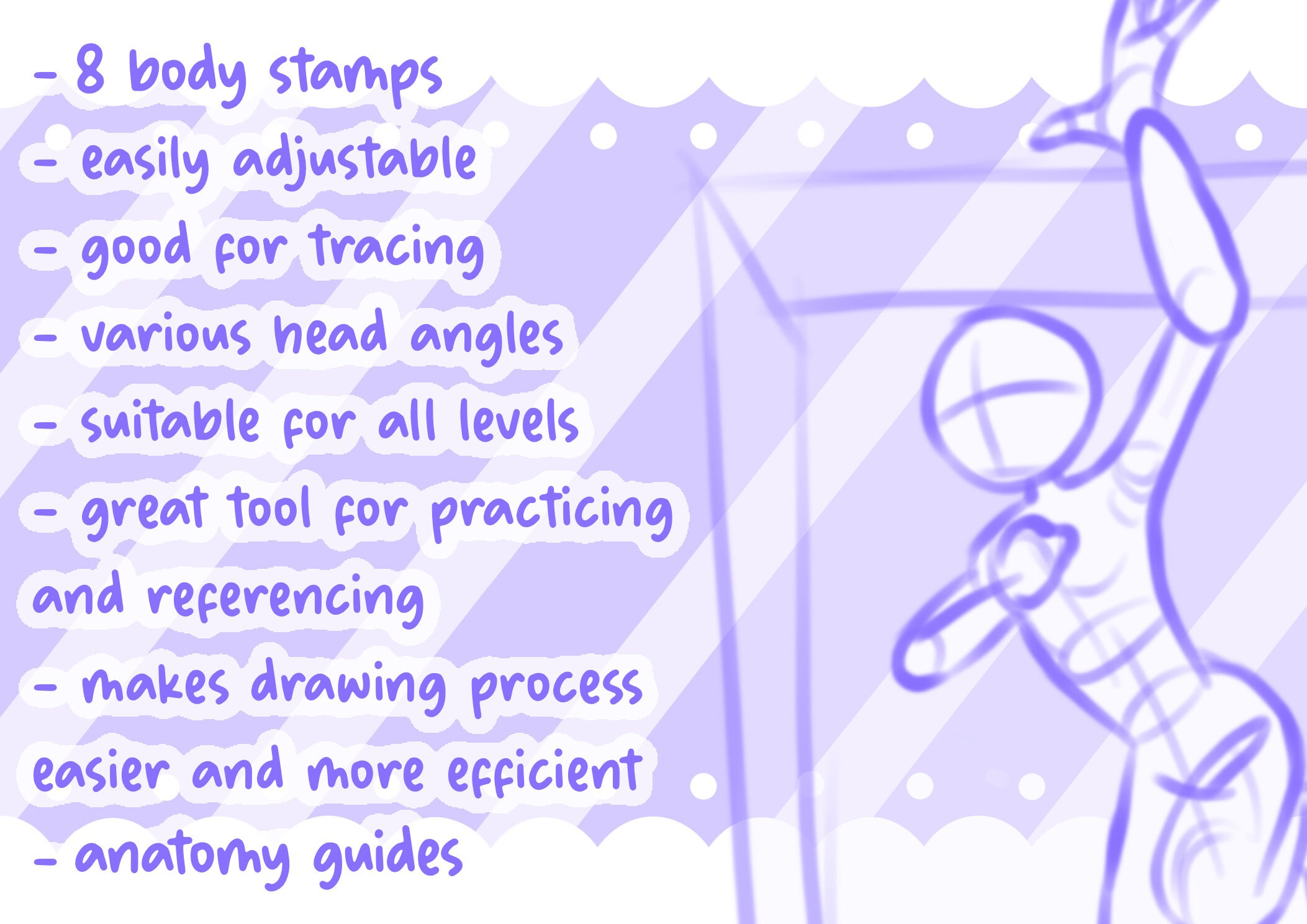 Anime Style Perspective Pose Stamps Procreate Brush Set - Body Guide ...