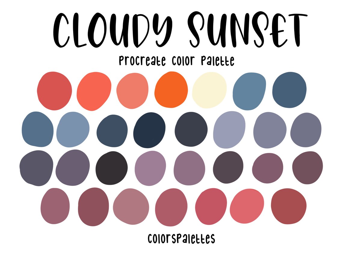 Cloudy Sunset Procreate Color Palette / Colorspalettes™ - Etsy