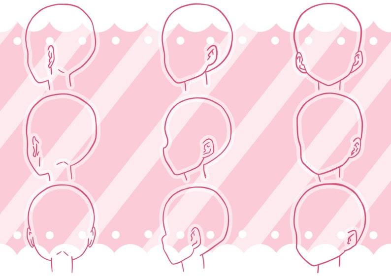 Anime Style Head Shape Stamps Procreate Brush Set - Head Guide Stamp ...