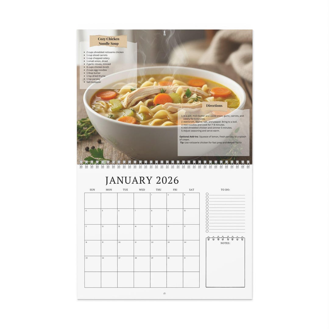 2026 Soup Calendar Wall Calendar | Monthly Recipe Art, Kitchen Decor - Etsy