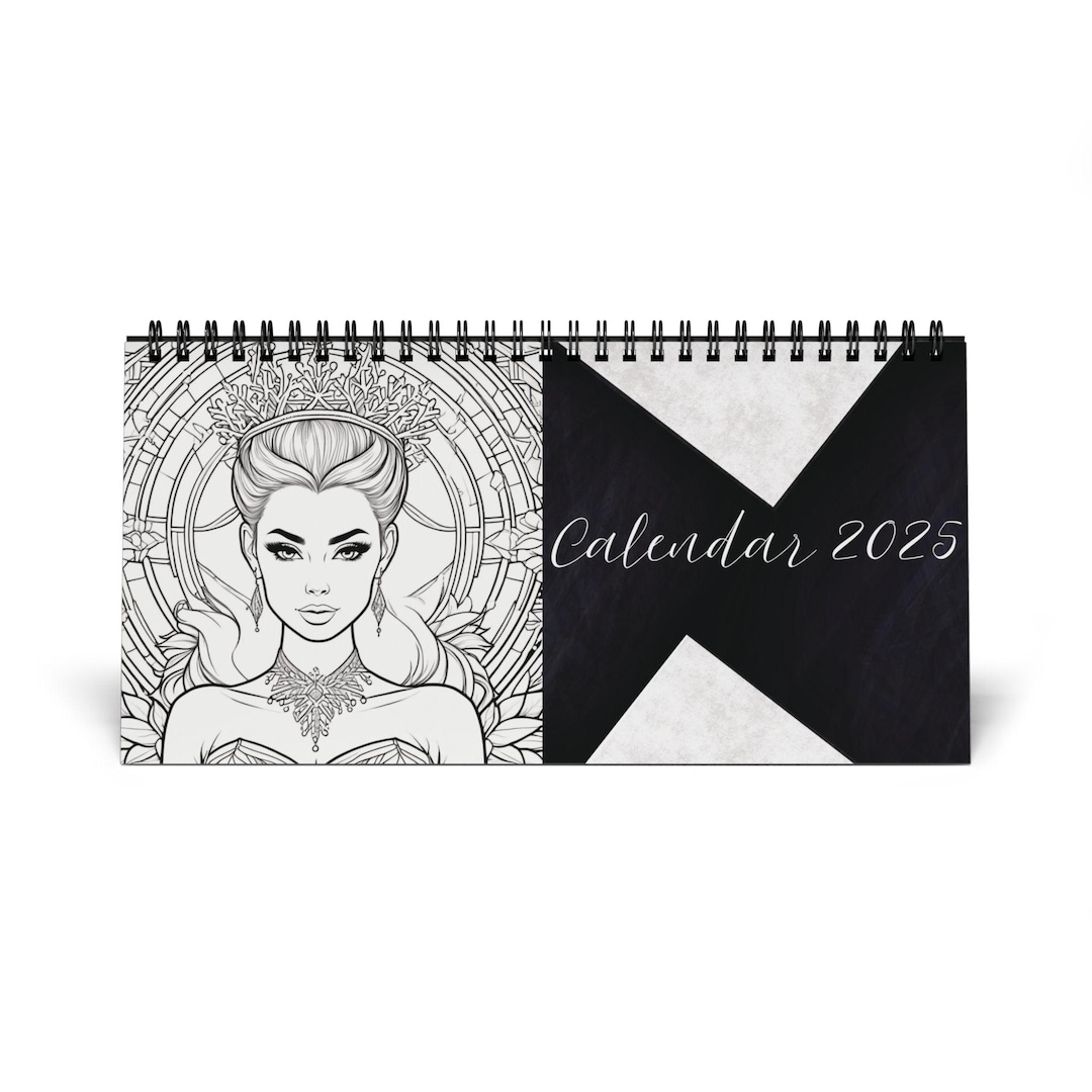 Coloring Page Calendar, 2025 Desktop Calendar Grid, Planner Page ...
