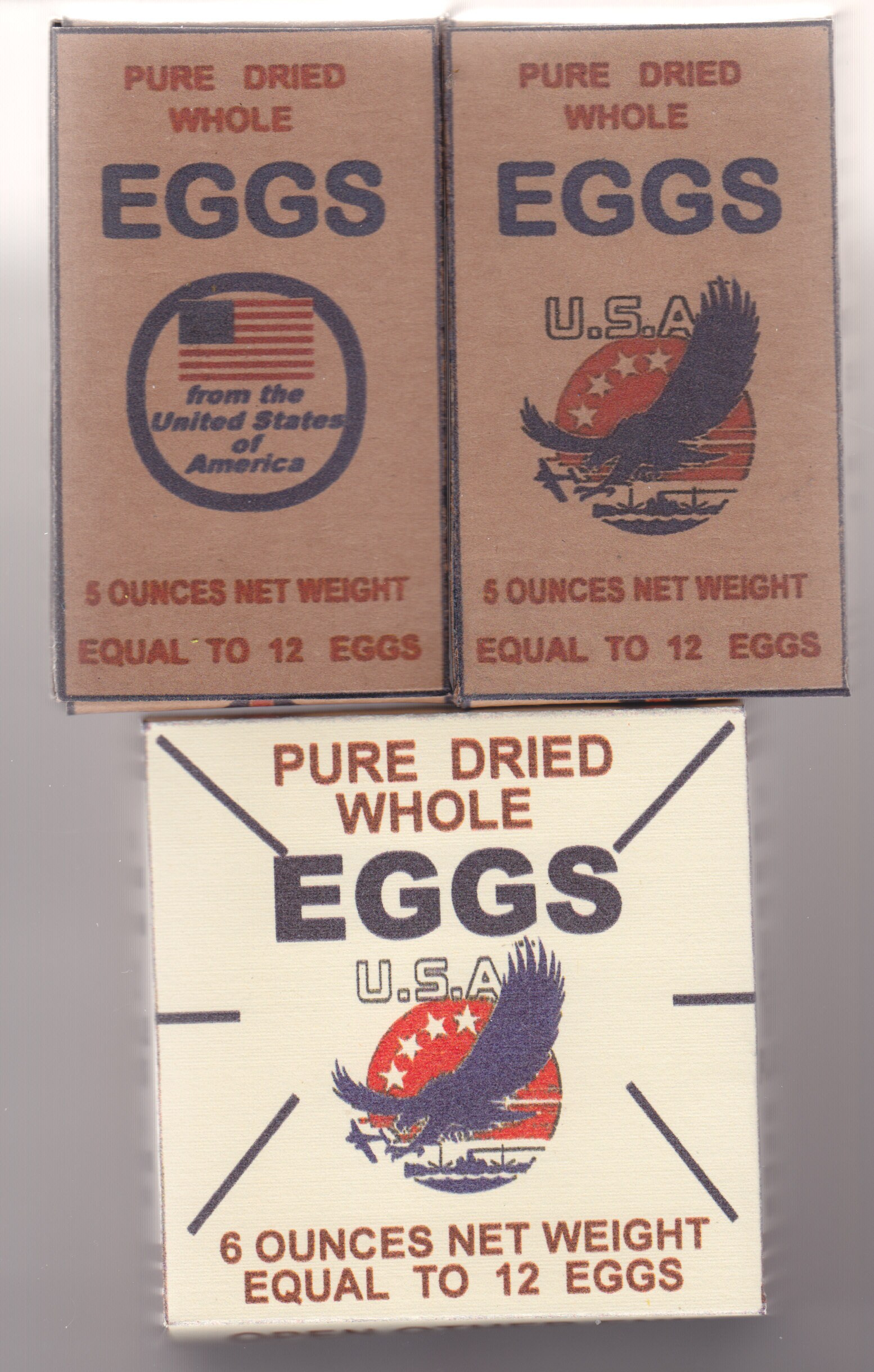 Set of 3 REPRODUCTION WW2 BRITISH Lend Lease Home Front EMPTY Powdered ...