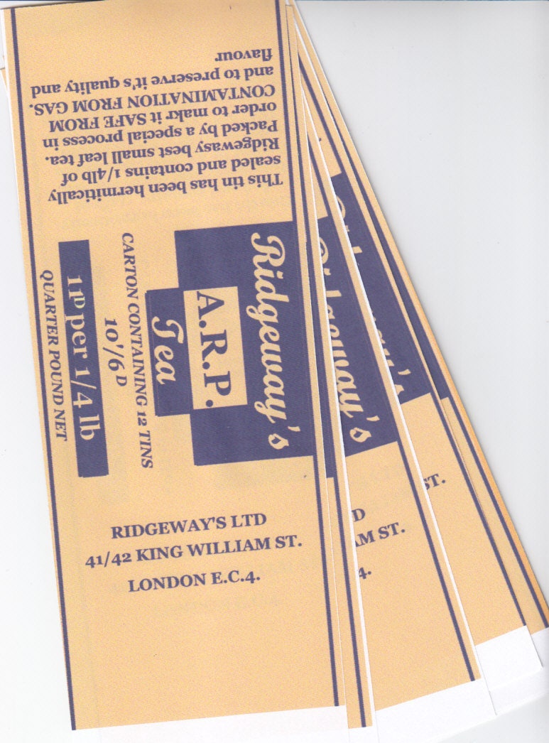 Set of 12 REPRODUCTION WW2 ARP Tea Ration Labels | Etsy