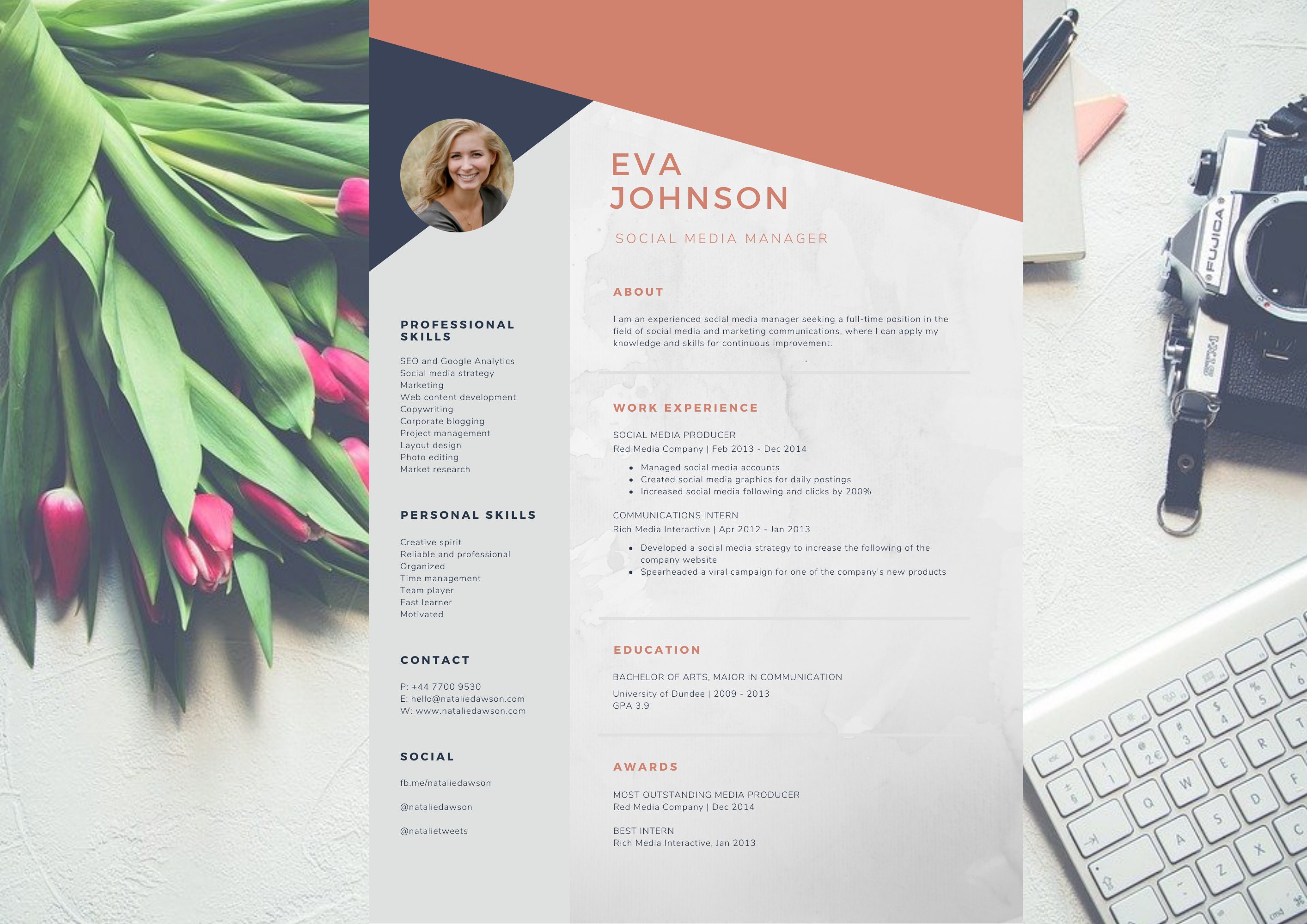 Modern CV | Template With Photo | Instant Download | - Etsy Canada