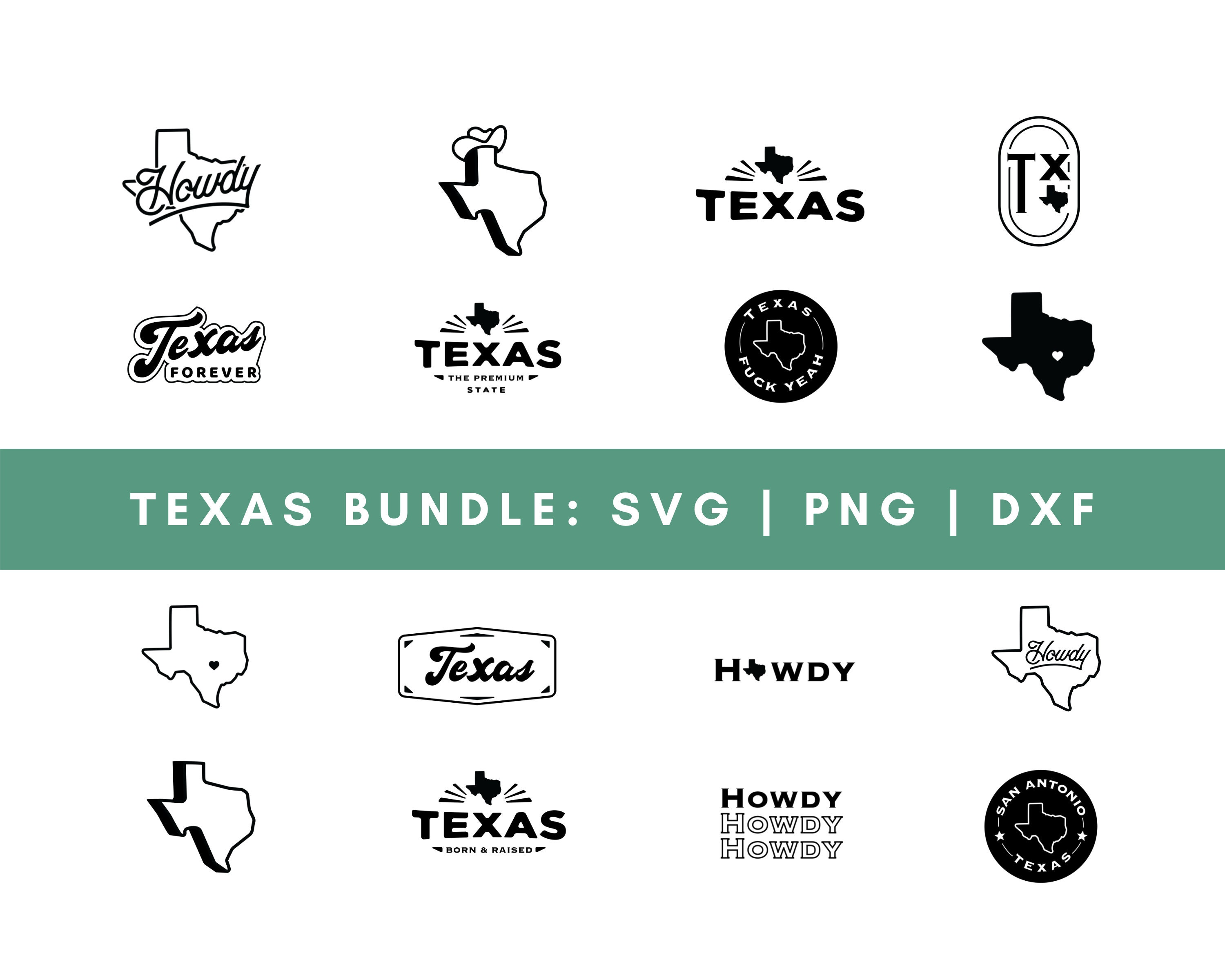 Texas SVG Bundle, Hand Drawn Vector Png, Texas Outline SVG, Texas Home ...