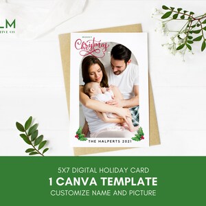 Editable Canva Merry Christmas Card Digital Template | Christmas ...