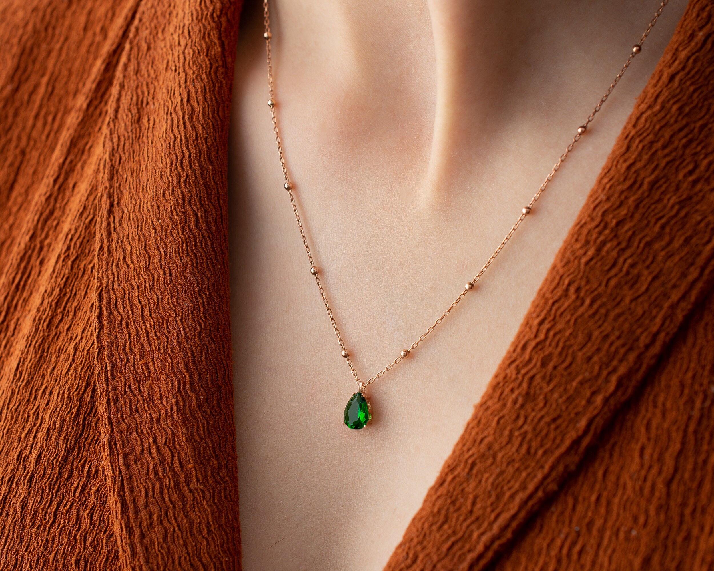 May Birthstone Emerald Necklace Birthstone Necklace - Etsy UK
