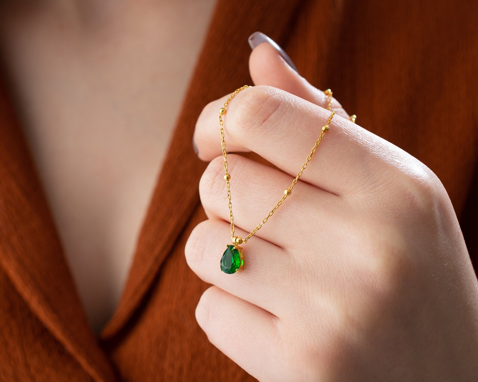 May Birthstone Emerald Necklace Birthstone Necklace - Etsy UK