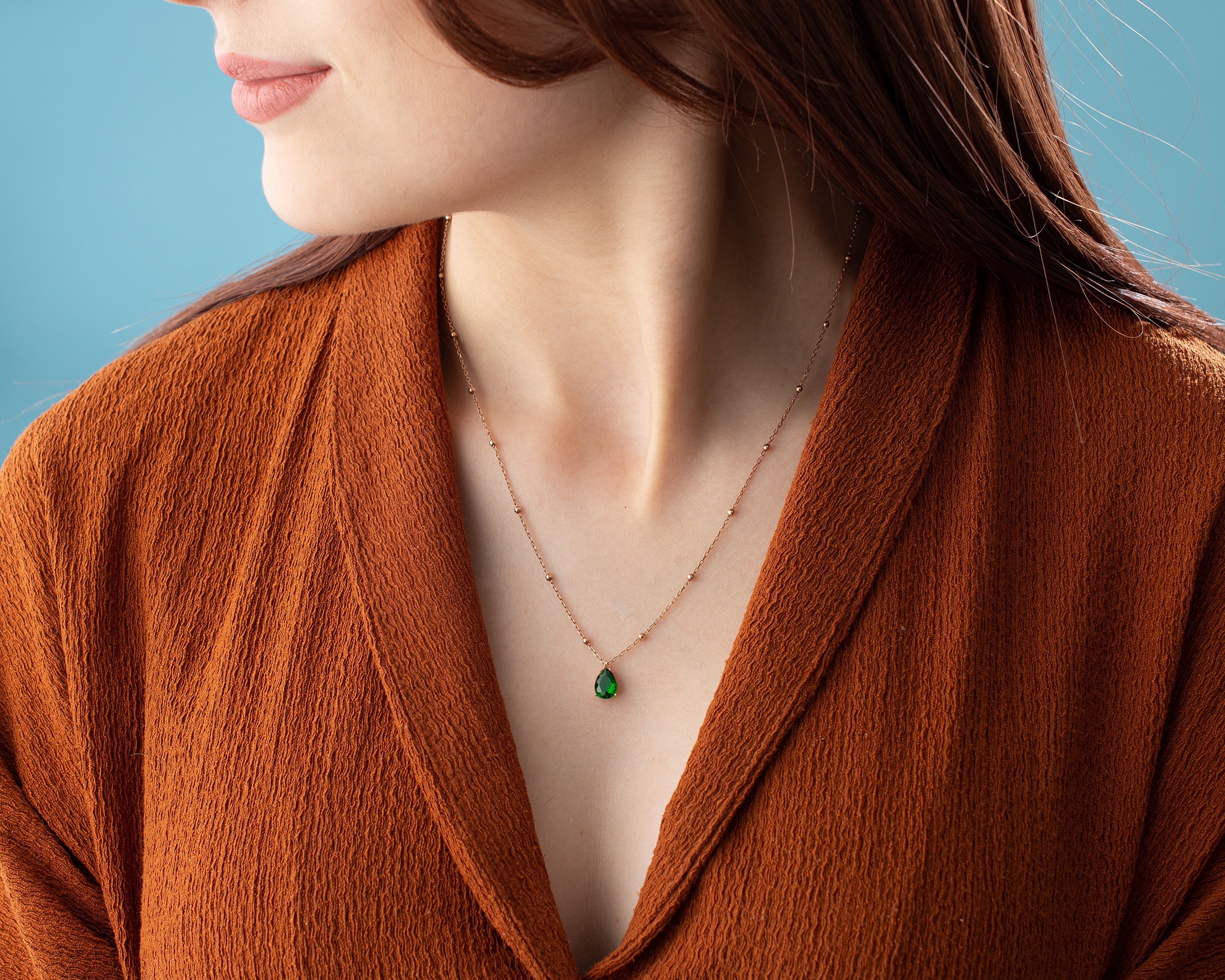 May Birthstone Emerald Necklace Birthstone Necklace - Etsy UK