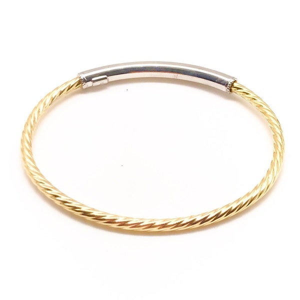 10k Gold Twisted Bangle - Etsy