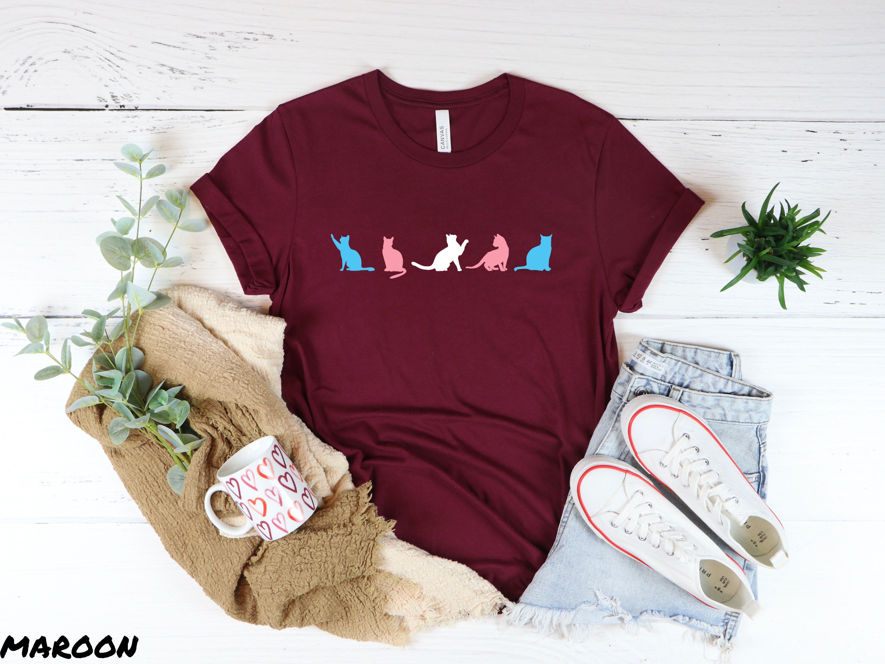 Subtle Trans Pride Cats T-shirt, Transgender Flag Gift, Discreet LGBTQ ...