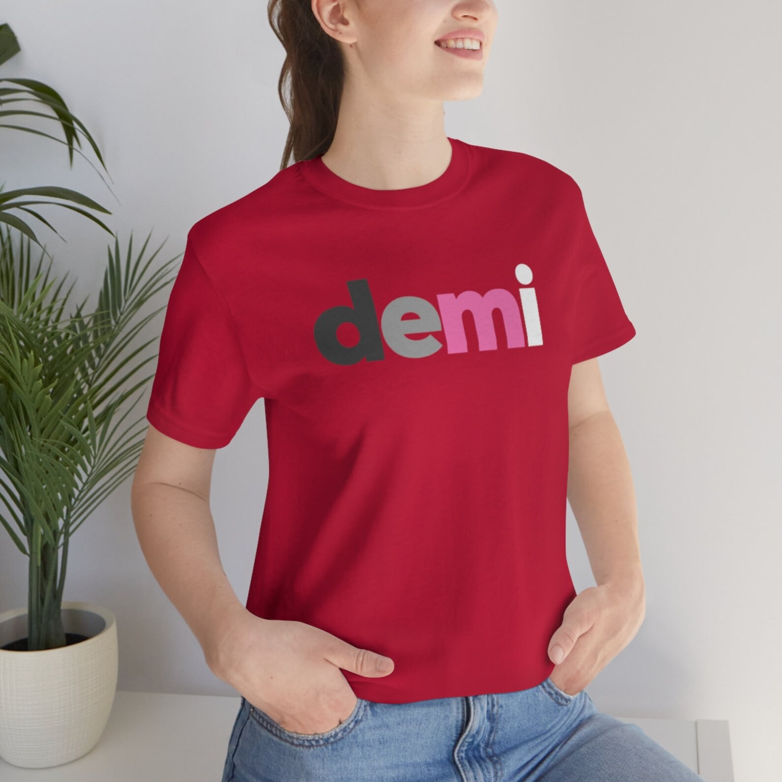 Demigirl T Shirt, Minimalist Demi Girl Flag, Agender Present, Non ...