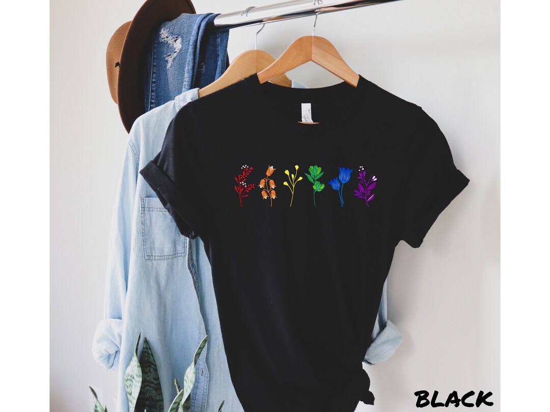 Lgbtq Wildflowers Unisex T Shirt Floral Rainbow Flag Present Boho