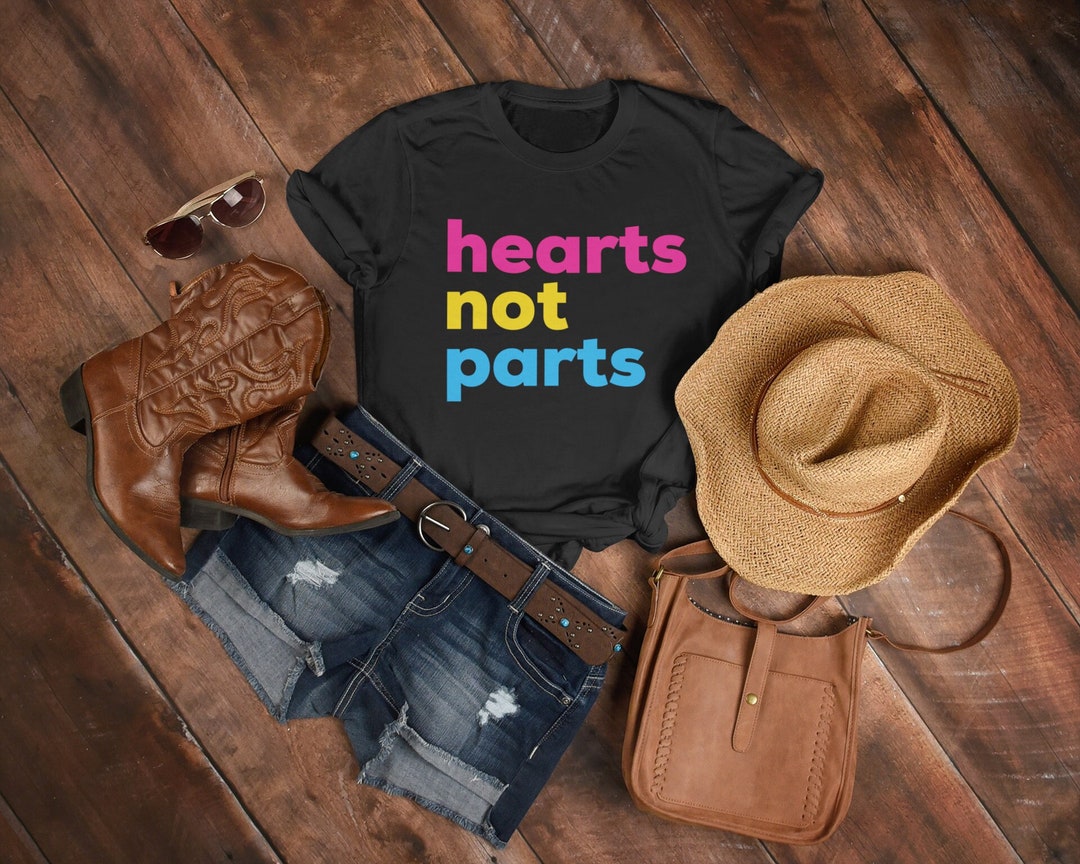 Hearts Not Parts Pansexual T Shirt, Funny Pan Flag Tee, Pansexuality ...