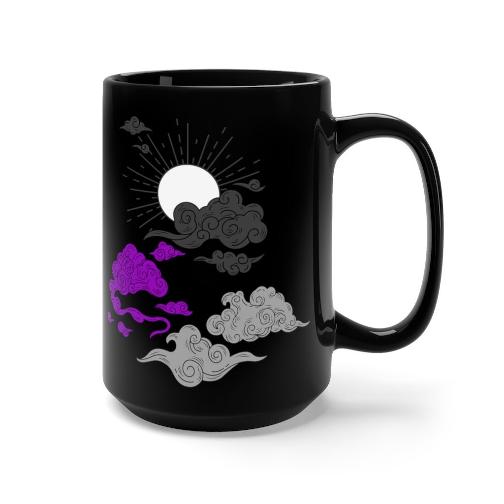 15 Oz. Demisexual Mug, Sun and Clouds Gift Cup, Demi Black Coffeecup ...
