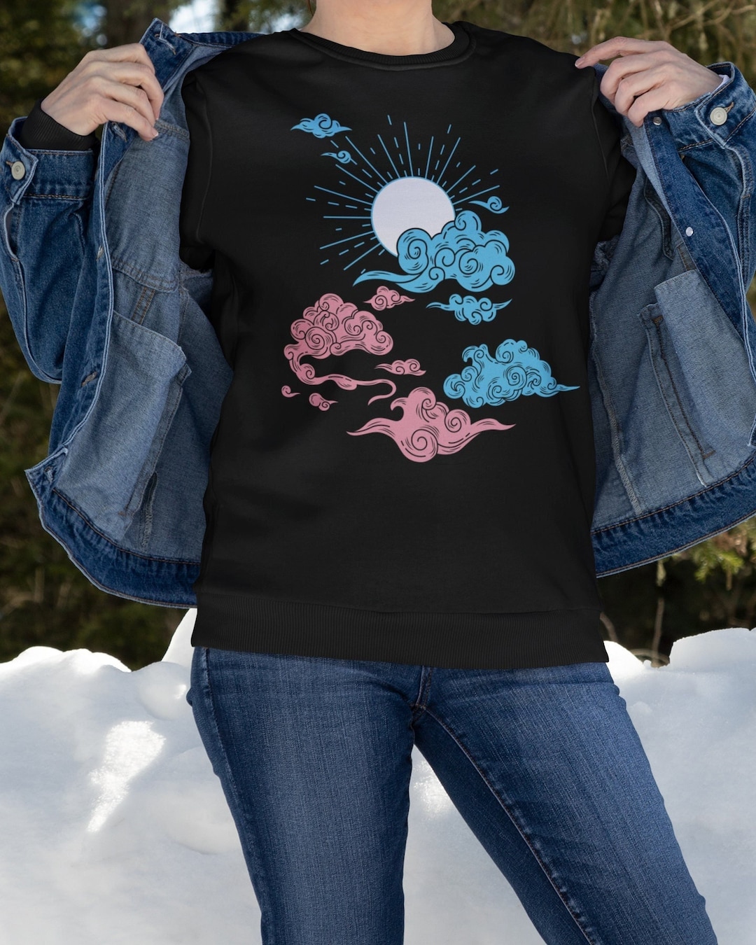 Transgender Sweater, Sun and Clouds, Trans Sweatshirt, Winter Pullover ...