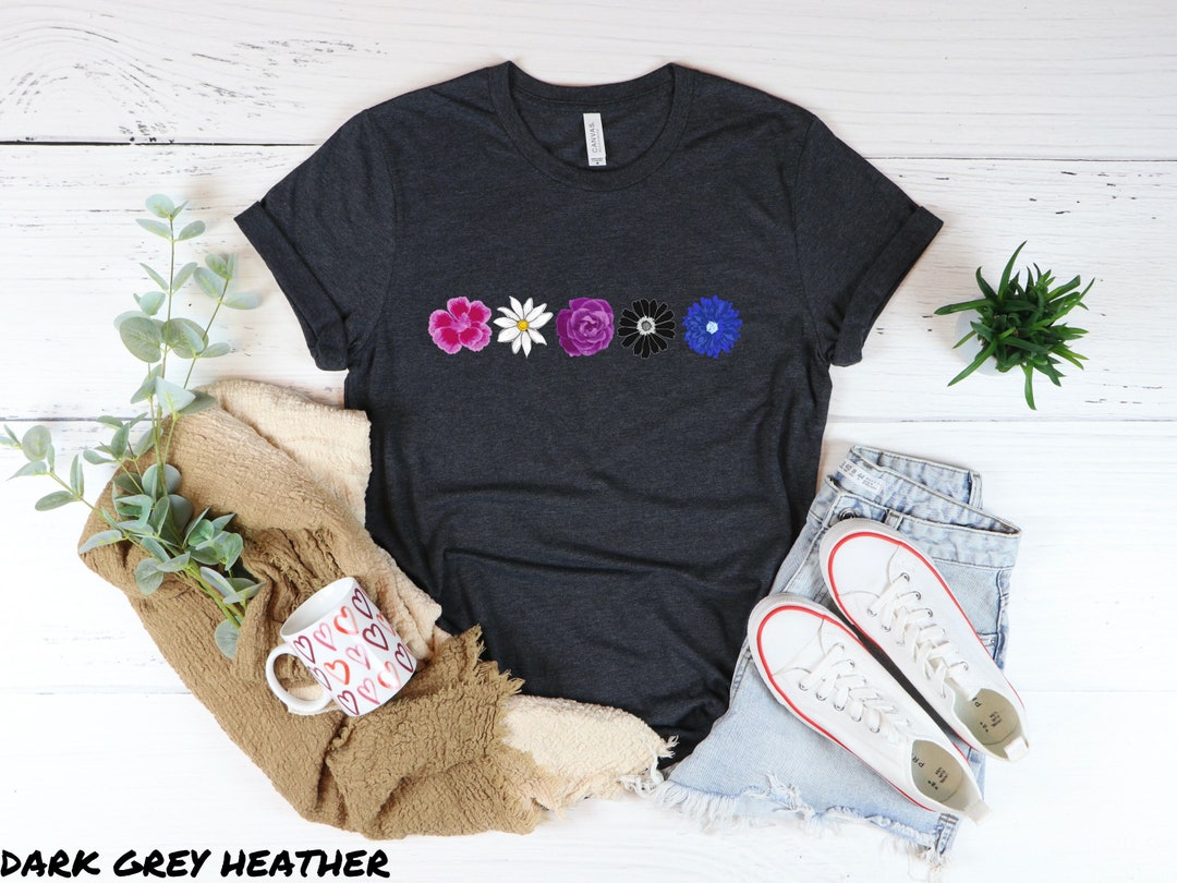 Subtle Genderfluid Flag T-shirt, Pastel Flowers Gender Fluid Gift ...
