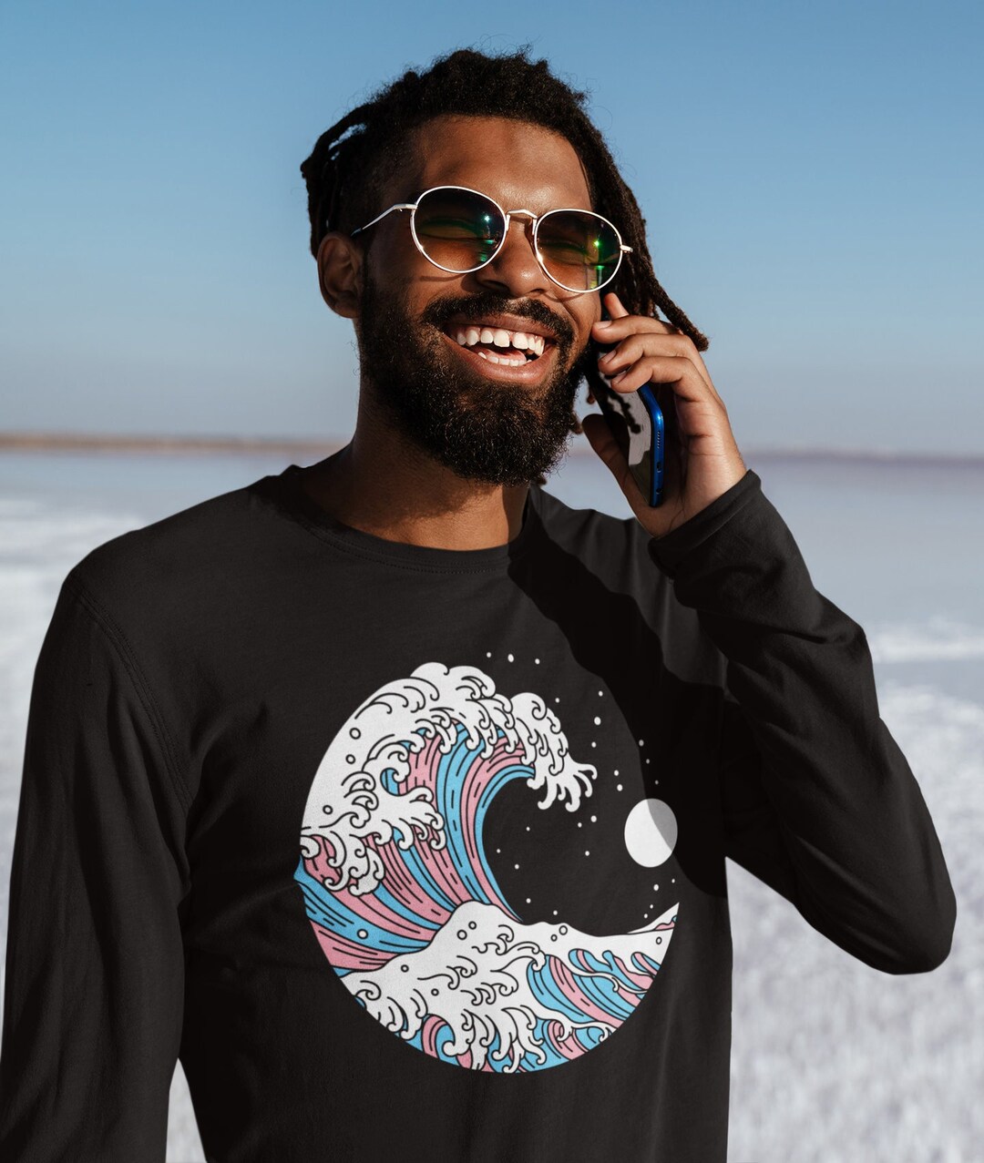 Transgender Pride Long Sleeve Trans Japanese Wave Unisex Shirt Discreet ...