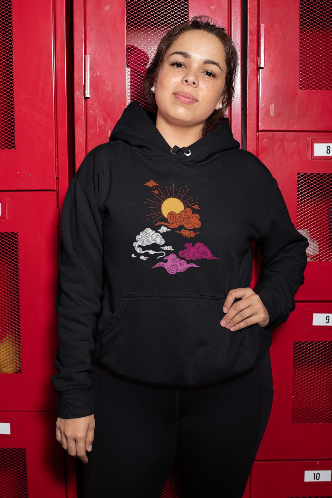 Lesbian Hoodie, Cute LGBTQ Gift, Gay Sun and Cloud Art, LGBT Hooded ...