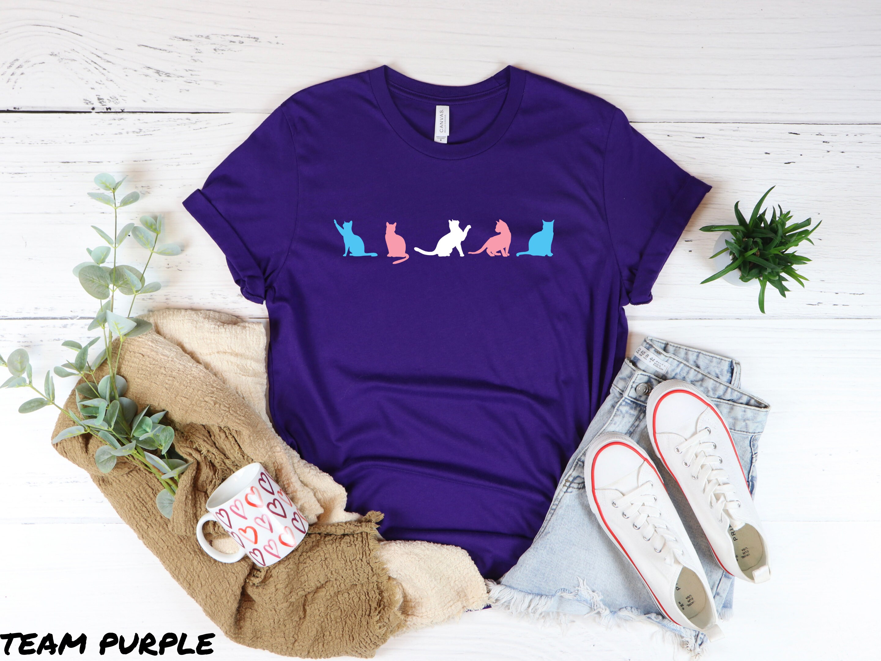 Subtle Trans Pride Cats T-shirt, Transgender Flag Gift, Discreet LGBTQ ...