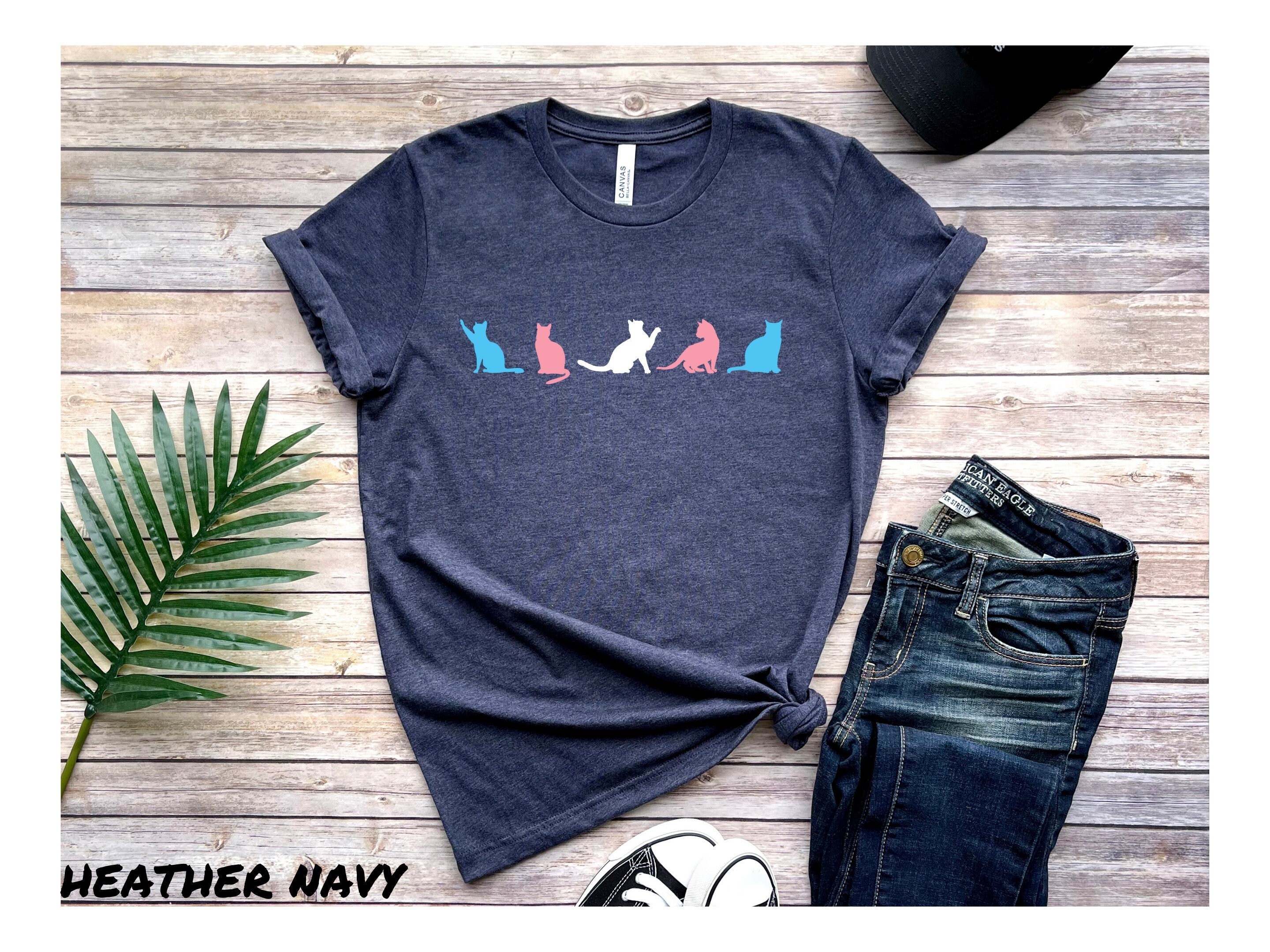 Subtle Trans Pride Cats T-shirt, Transgender Flag Gift, Discreet LGBTQ ...