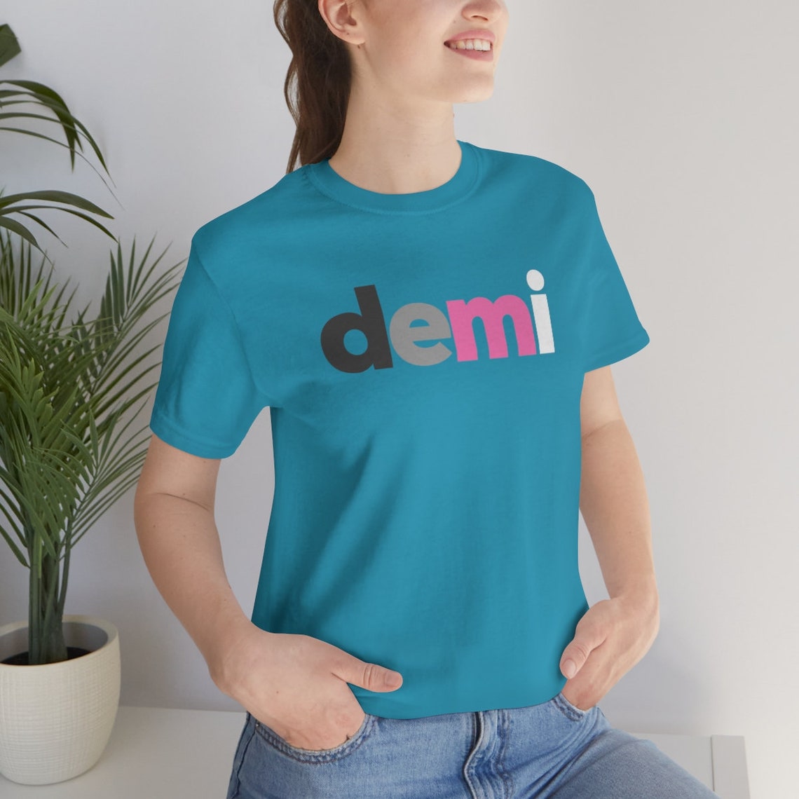Demigirl T Shirt, Minimalist Demi Girl Flag, Agender Present, Non ...