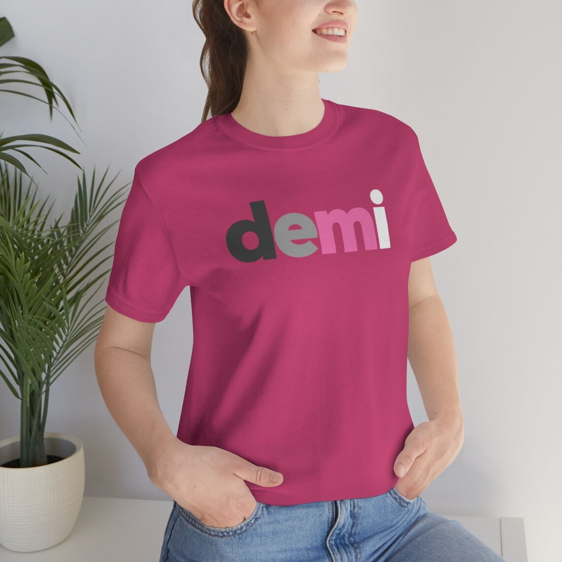 Demigirl T Shirt, Minimalist Demi Girl Flag, Agender Present, Non ...
