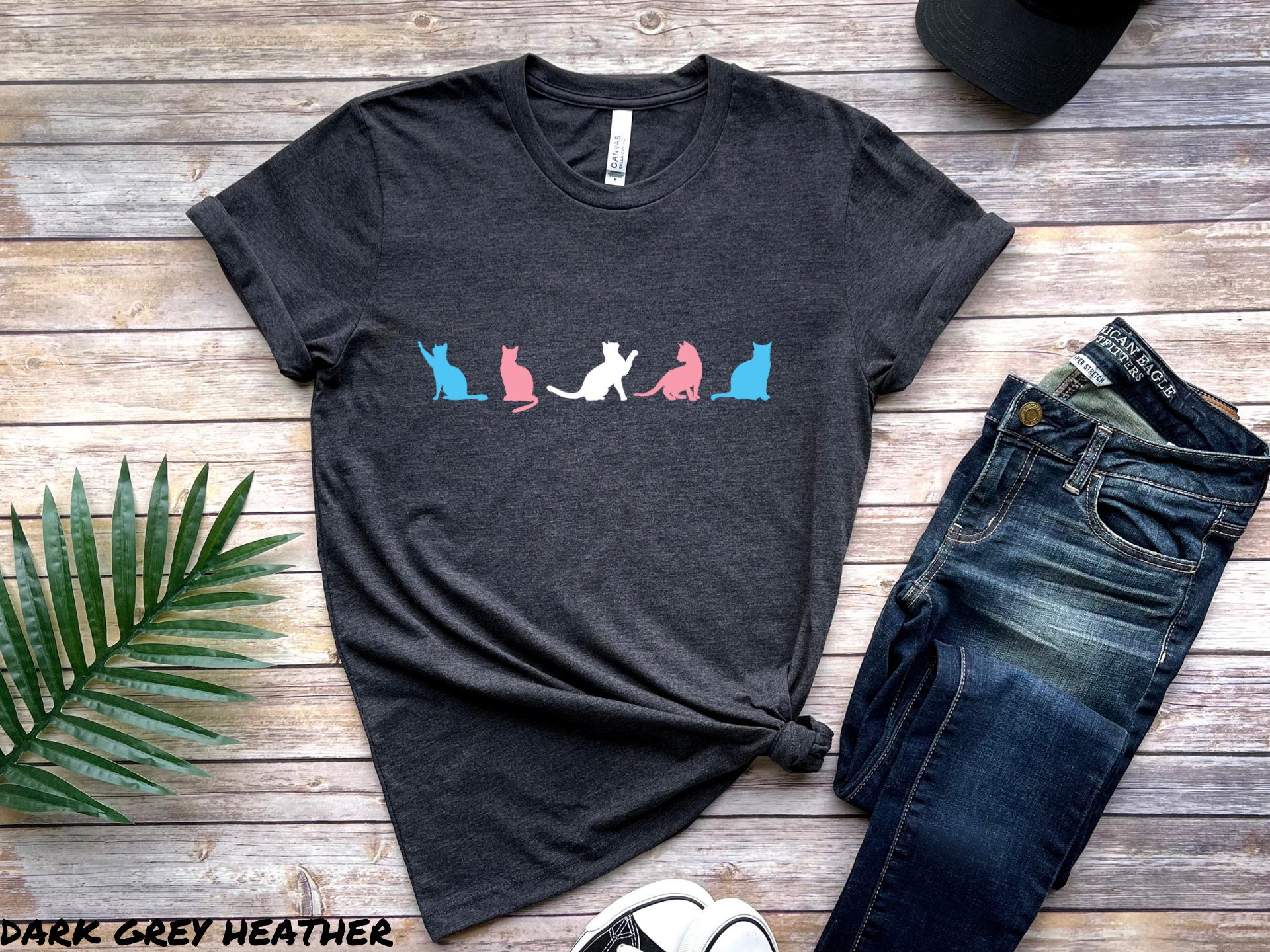 Subtle Trans Pride Cats T-shirt, Transgender Flag Gift, Discreet LGBTQ ...