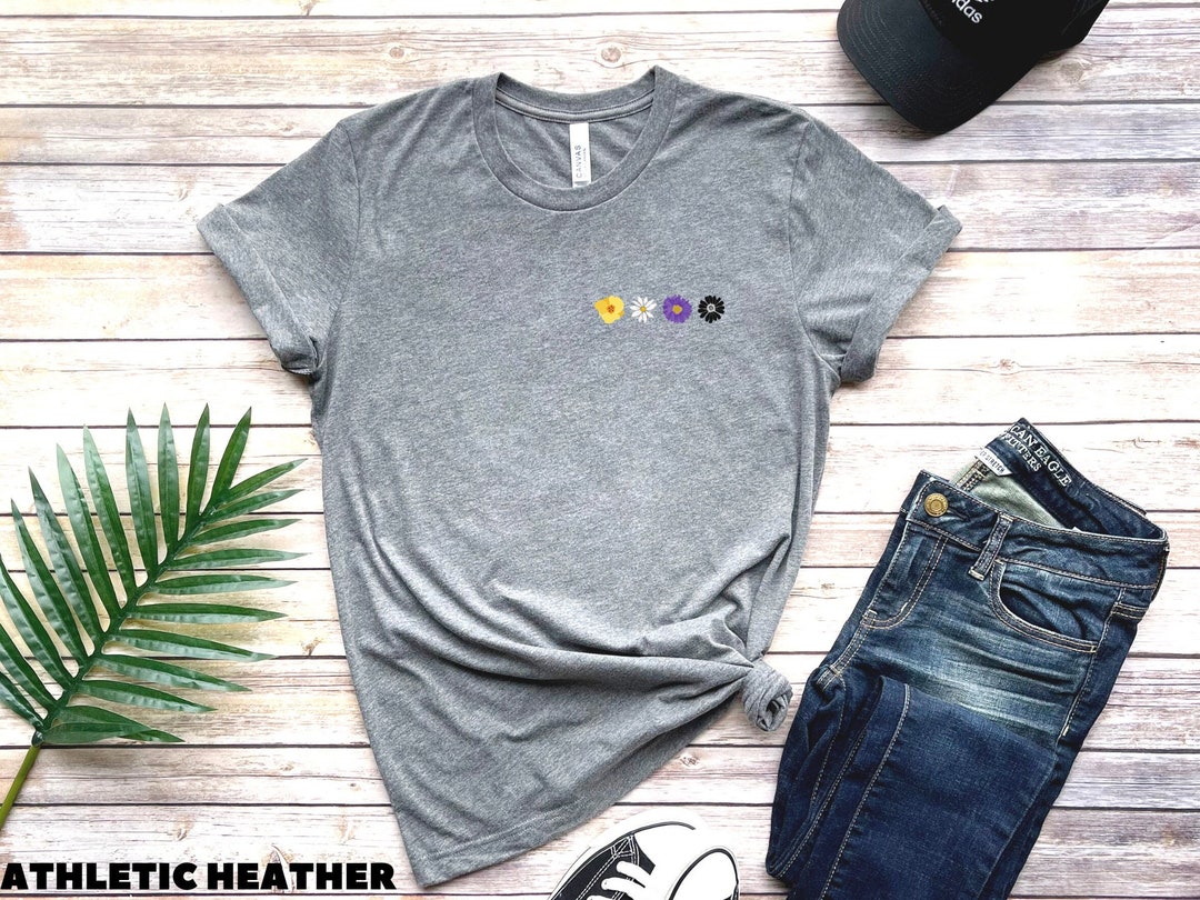 Flowers Non Binary T, Subtle Nonbinary Gift, Discreet Enby Shirt ...