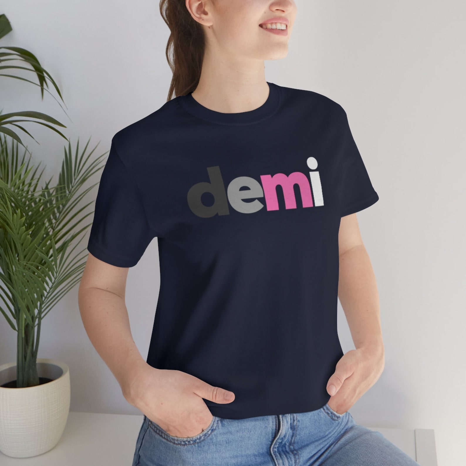Demigirl T Shirt, Minimalist Demi Girl Flag, Agender Present, Non ...