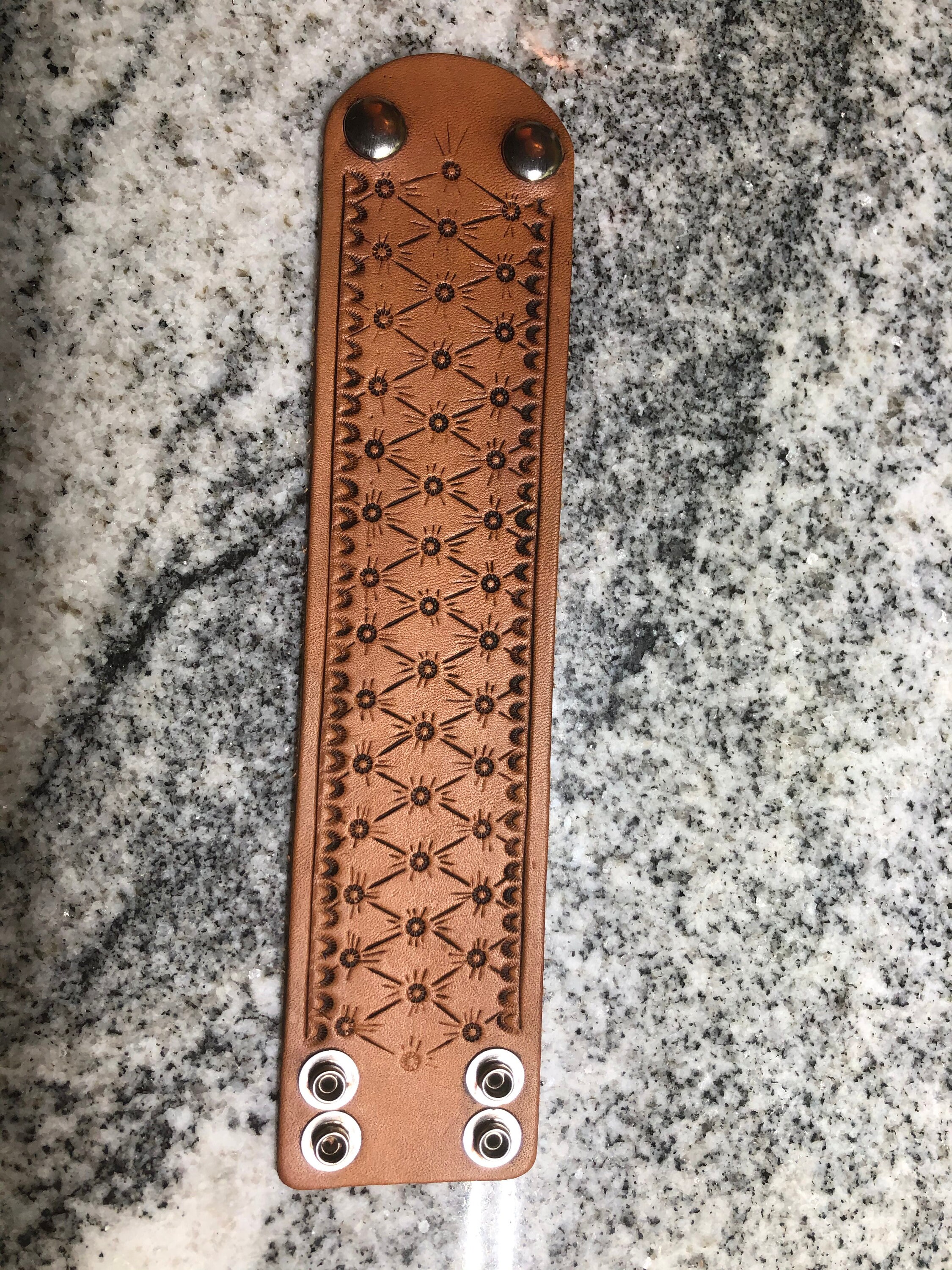 Handmade Tooled Leather Cuff Bracelet - Etsy