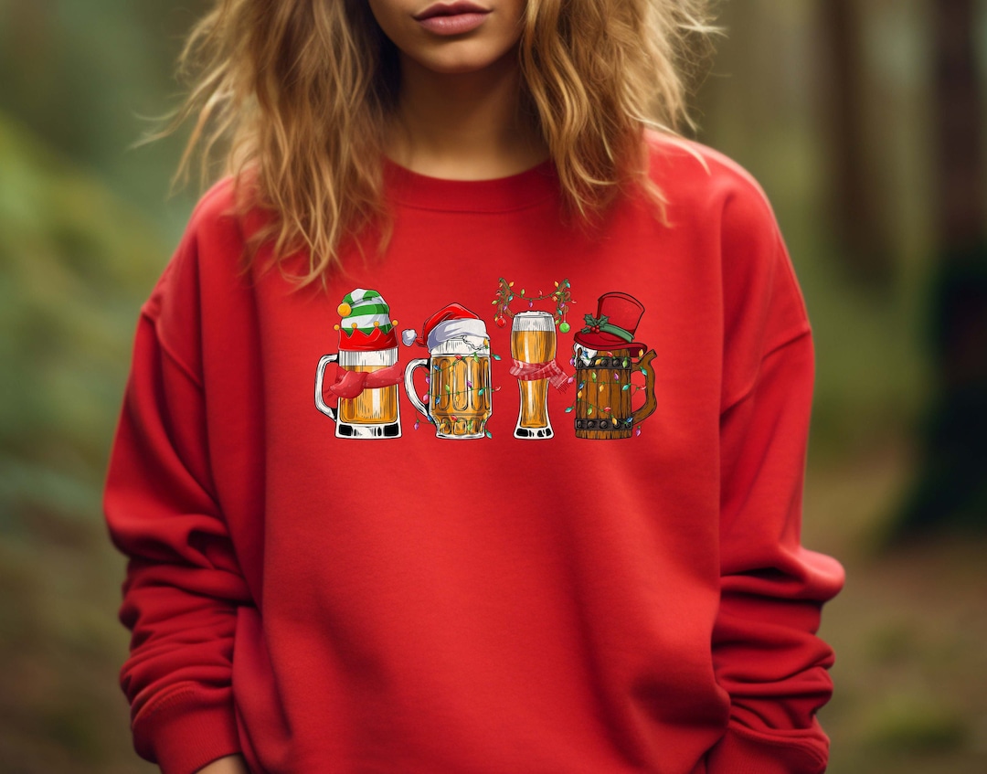 Merry Christmas Beers Sweatshirt, Santa Beer Christmas Lights, Funny ...
