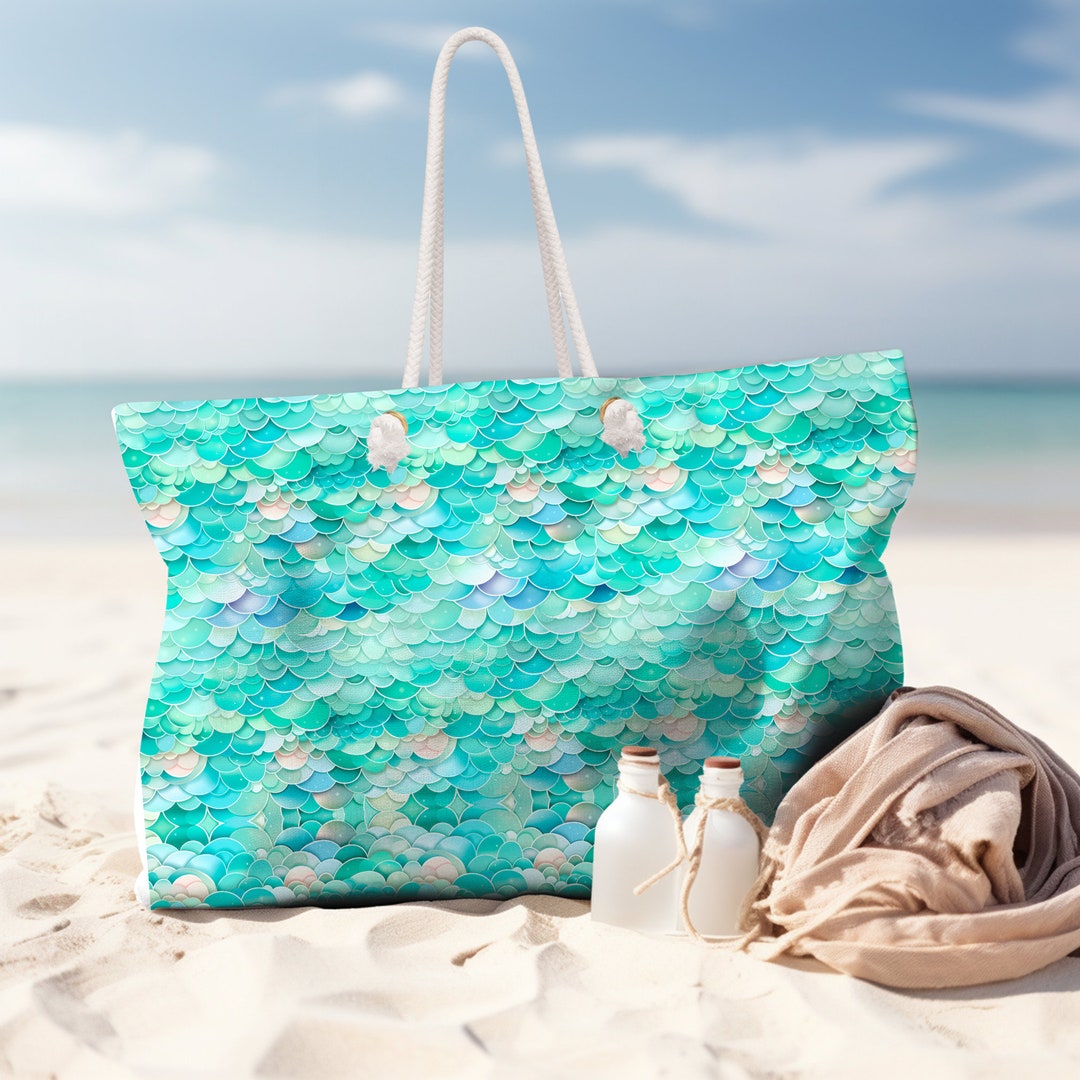 Oversized Tote Bag Big Mermaid , Colorful, Extra Large Weekender Tote ...