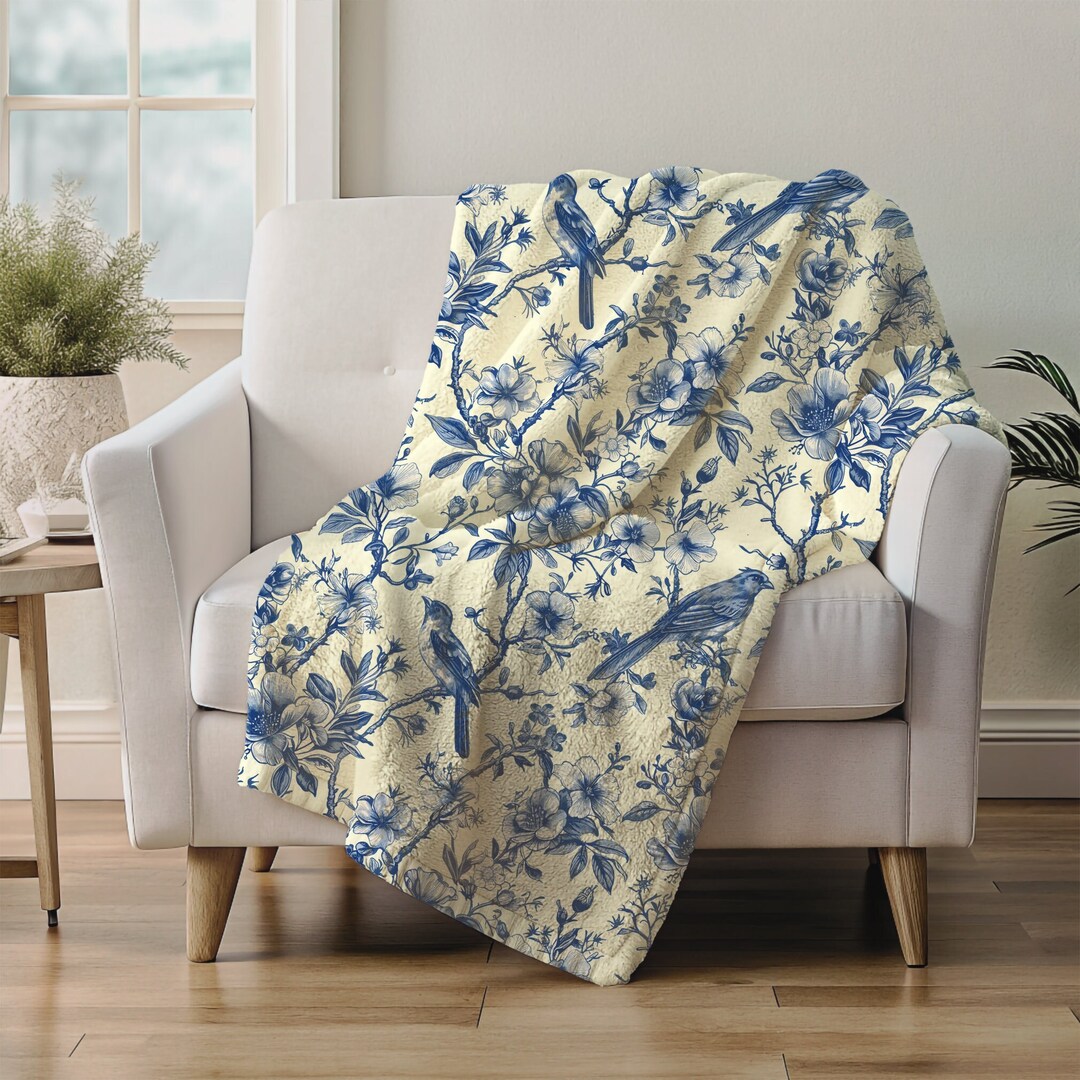 Grandma Core Decor Blanket Comforter - Soft Granny Chic Bedspread Toile ...