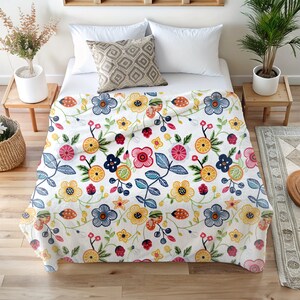 Grandma Core Decor Bright Floral Comforter - Cozy Retro Granny Chic ...