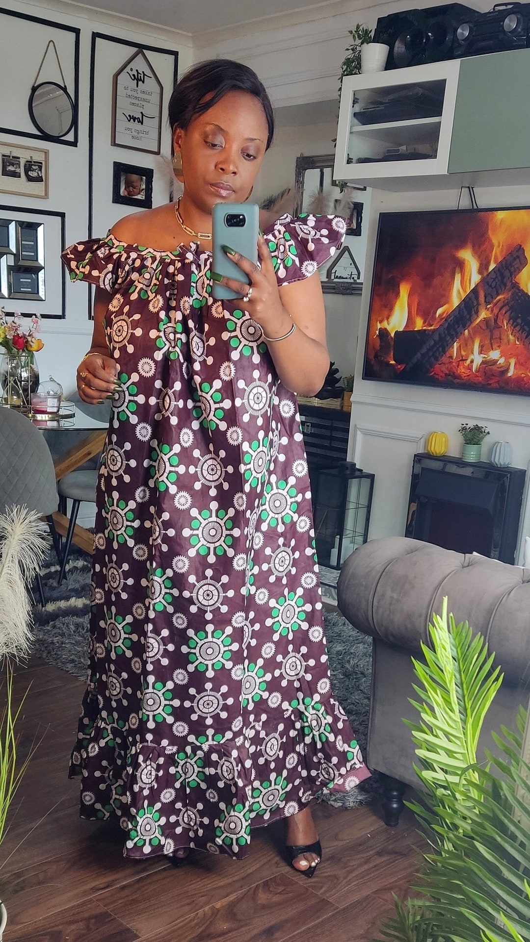 Off Shoulder Ankara Maxi Summer Dress African Print Dress African
