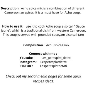 Achu Special Pack / Taro / Sauce Jaune / Cameroon Spices / Epices Du ...