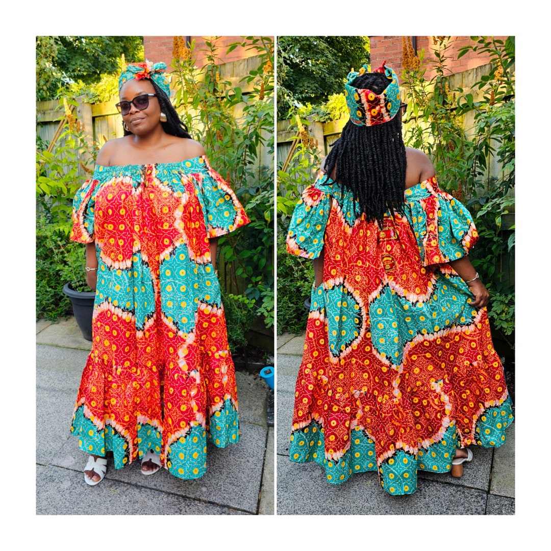 Ankara Maxi Summer Dress With Matching Headscarf / Summer Dress ...