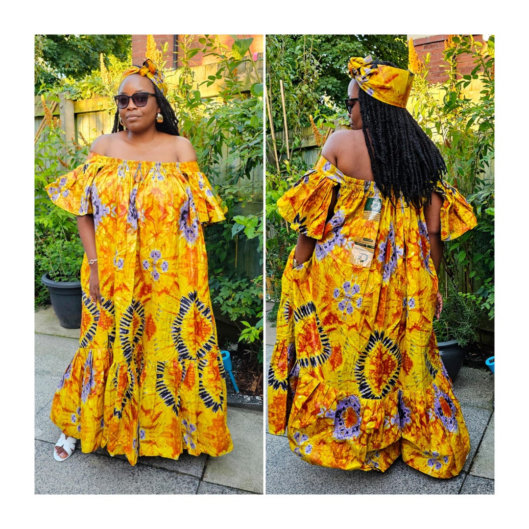 Ankara Maxi Summer Dress With Matching Headscarf / Summer Dress ...