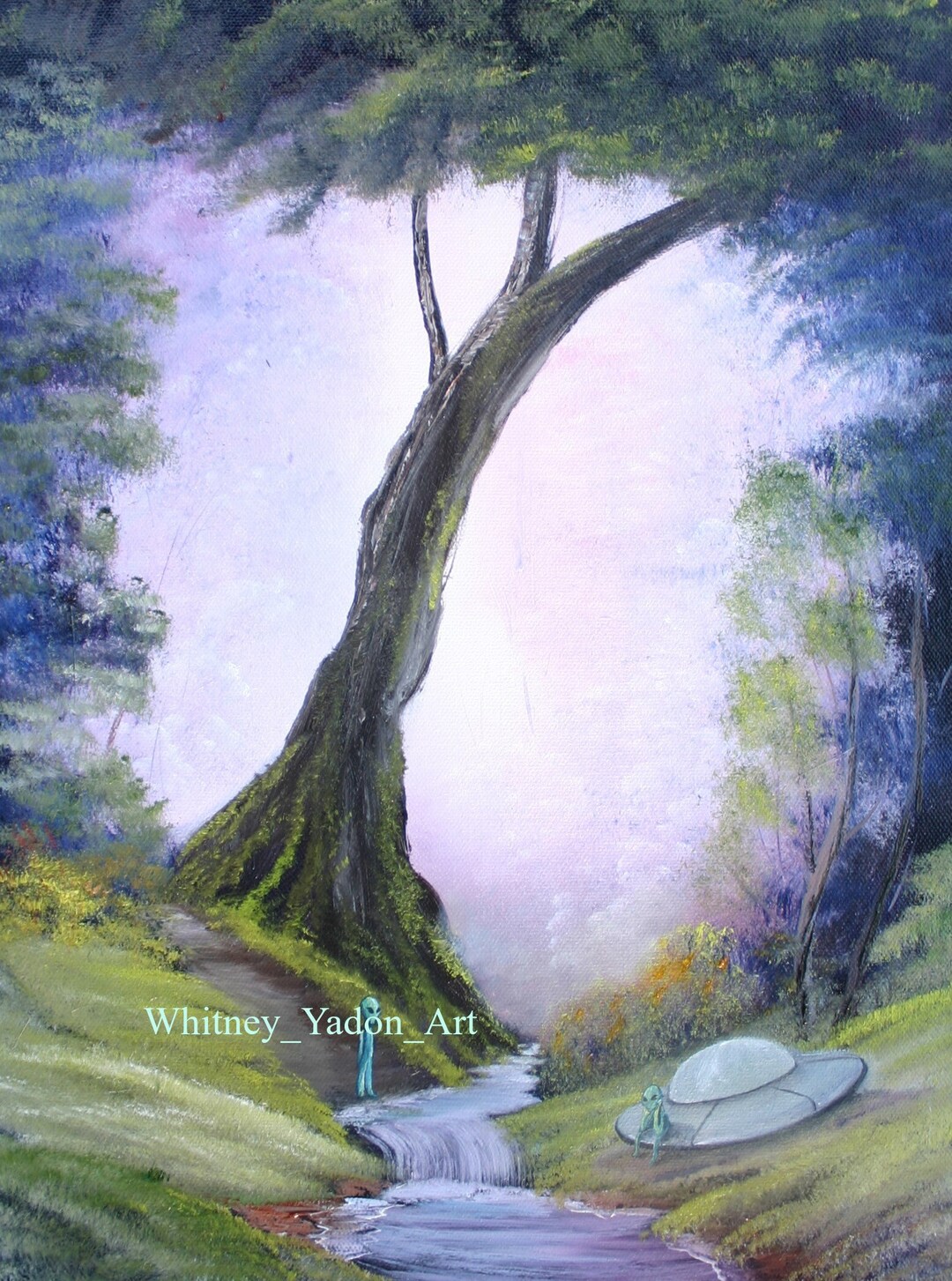 Alien Crash Landing: Oil Painting Print - Etsy