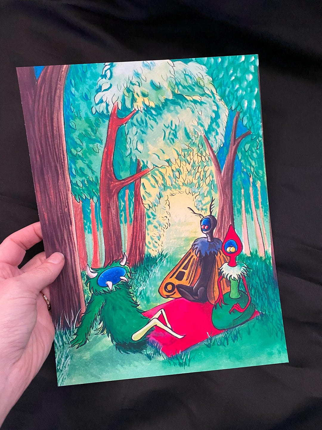 Mythical Forest Picnic, Surreal Cryptids, Cryptozoology, Mothman Art ...