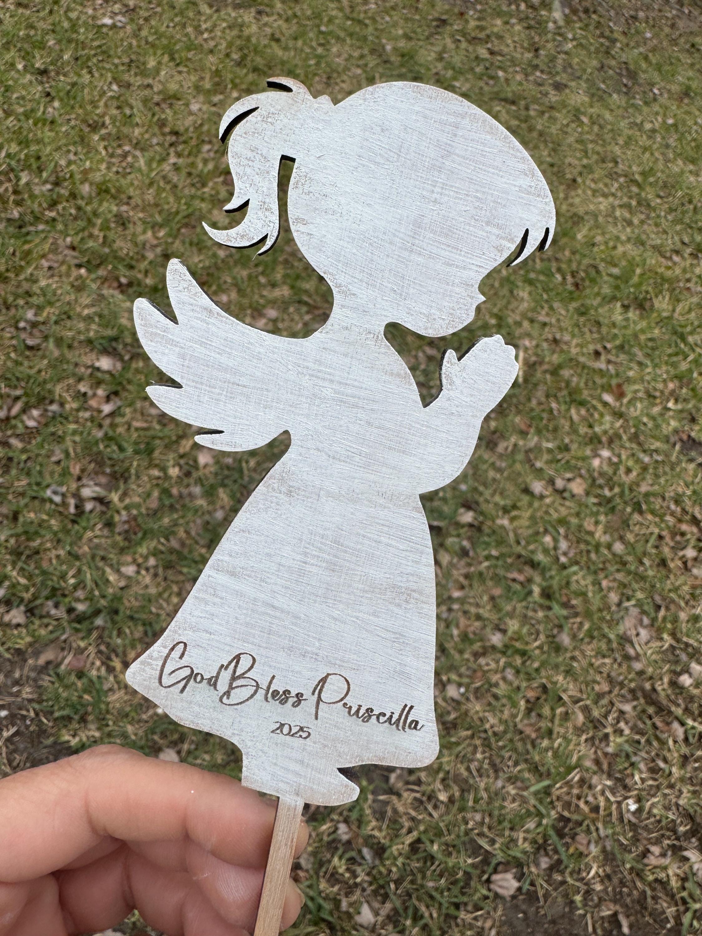 Baptism Angel Wood Cake Topper - Etsy