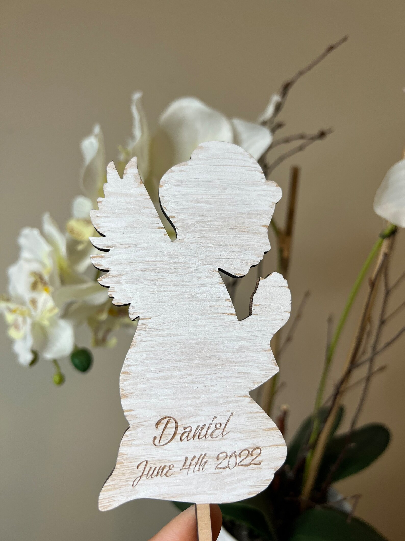 Baptism Angel Wood Cake Topper - Etsy
