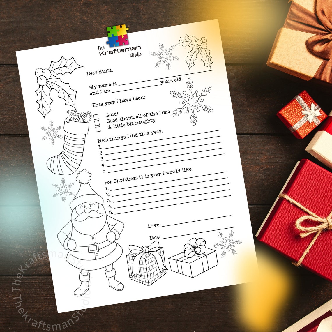 Letter to Santa Coloring Page, Printable Dear Santa Letter, Christmas ...