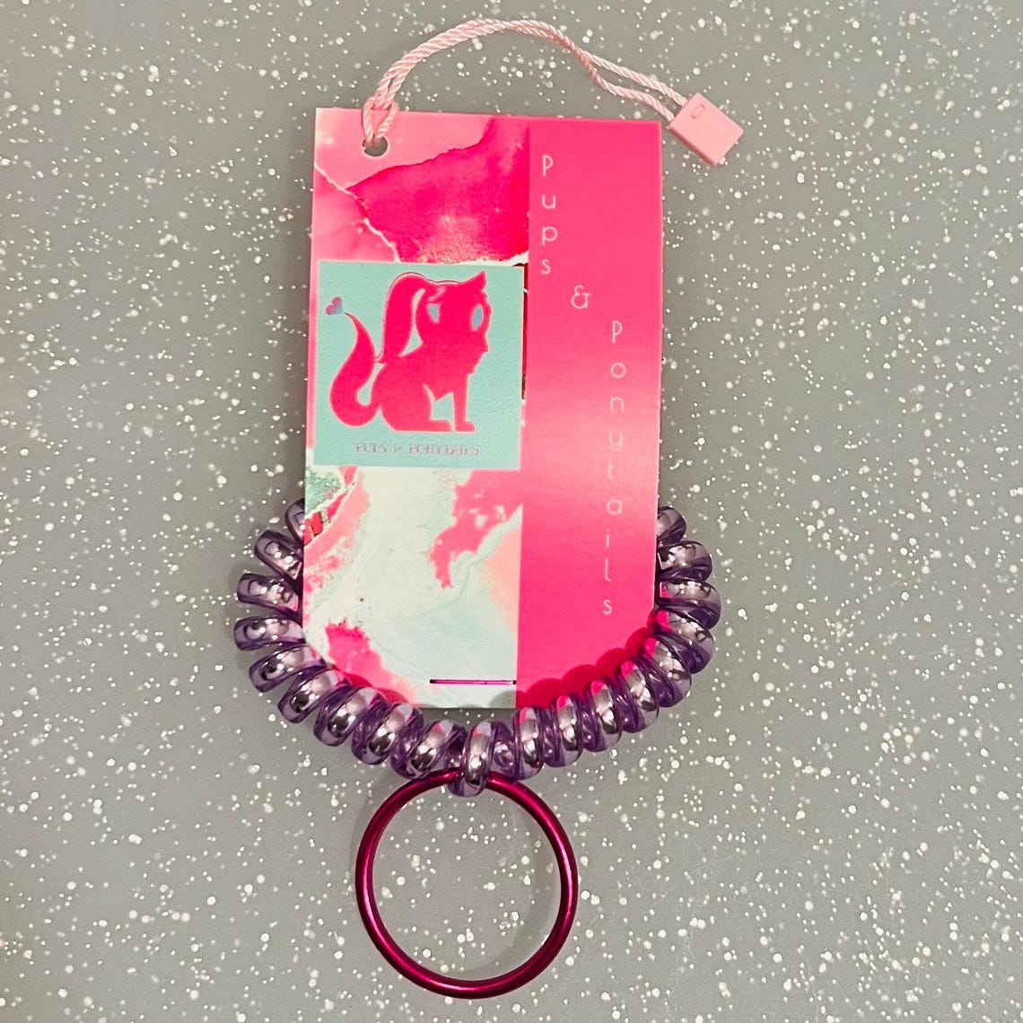 Spiral Keychain Purple Keychain Holographic Telephone Cord Keychain ...