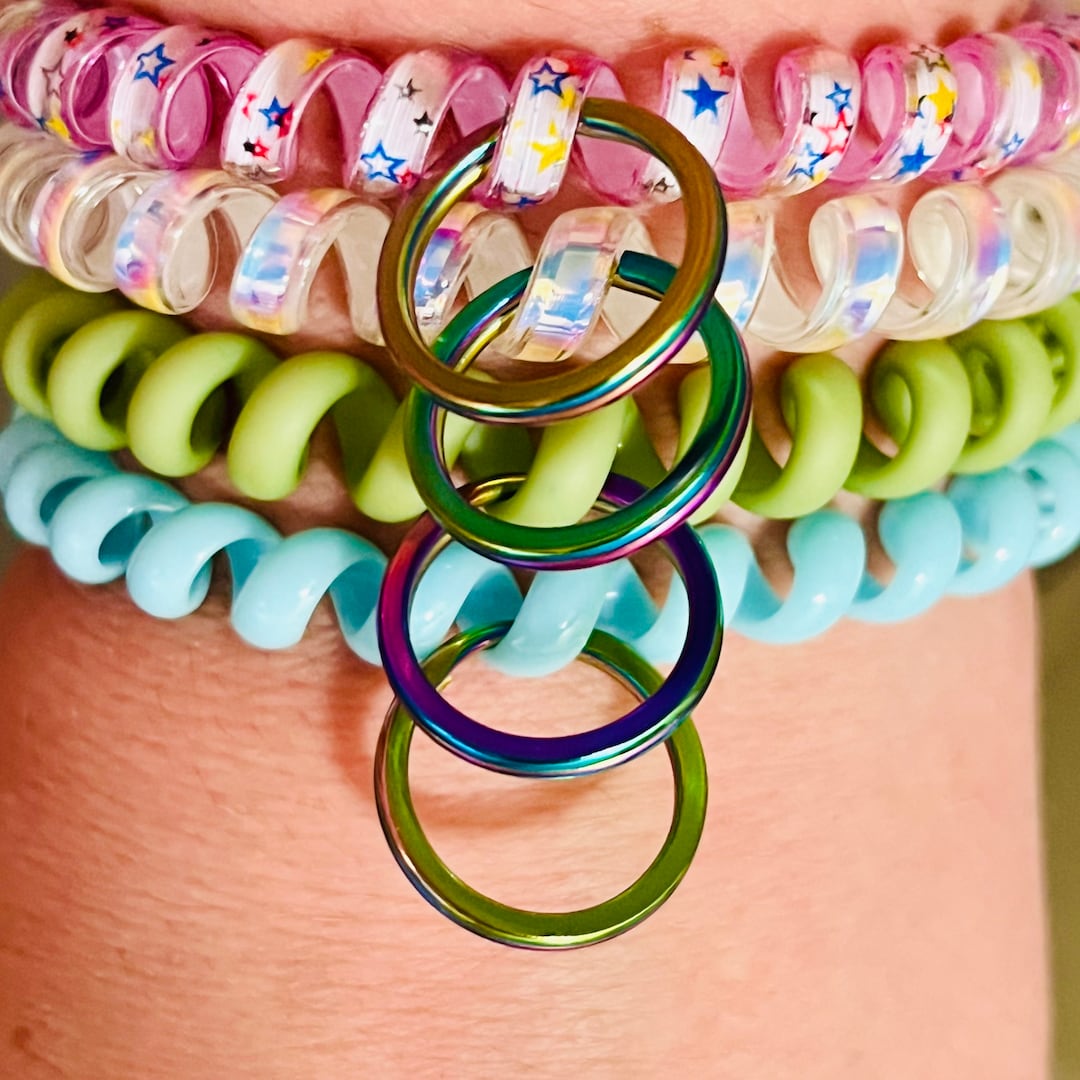 Spiral Keychain | Rainbow Keychain | Telephone Cord Keychain | Coil ...