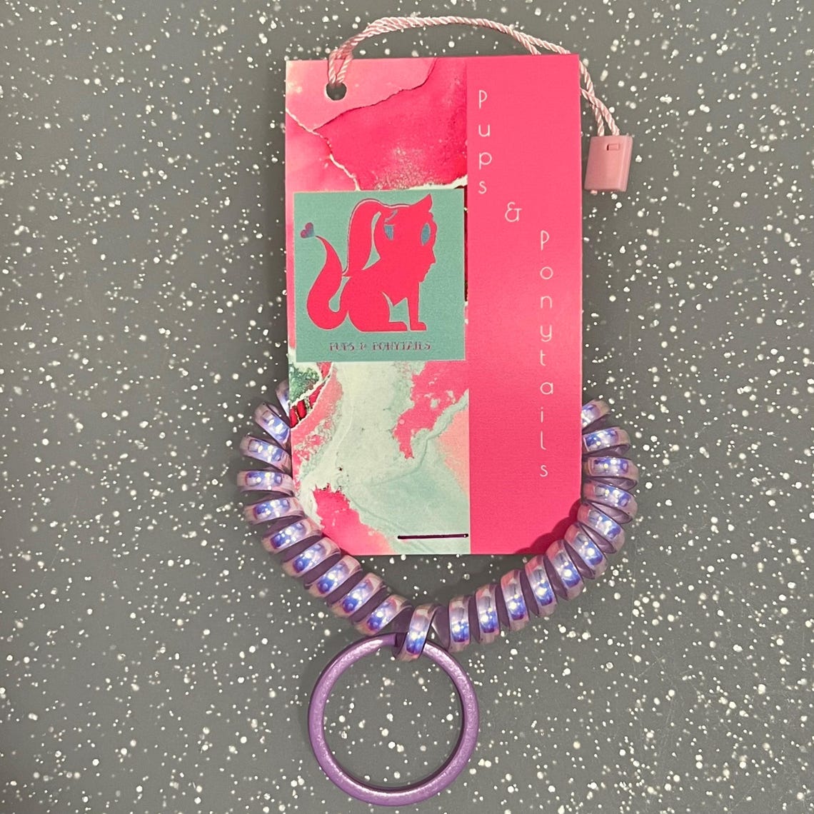 Spiral Keychain Purple Keychain Holographic Telephone Cord Keychain ...