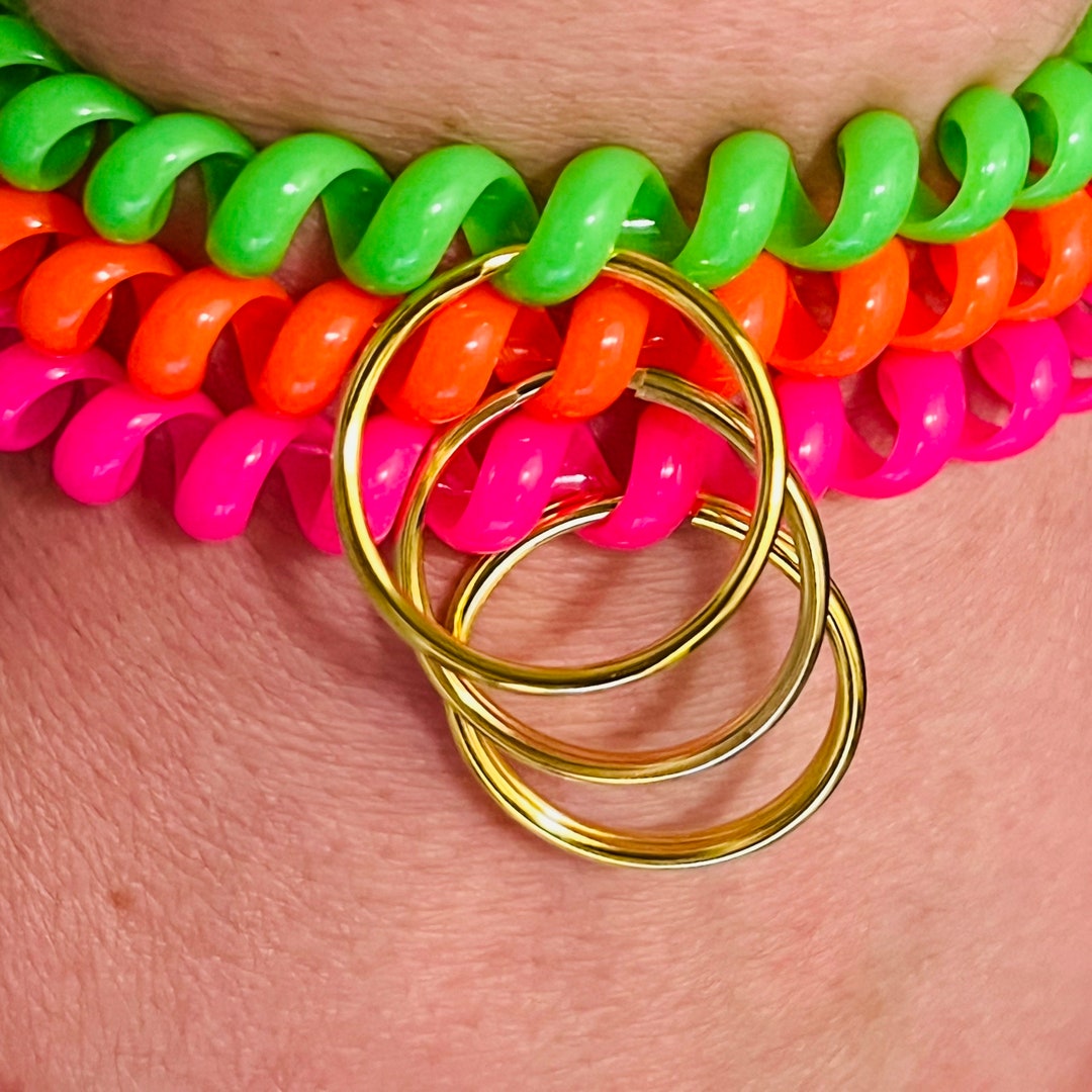 Spiral Keychain Neon Keychain Florescent Keychain Keyring Wrist Coil ...